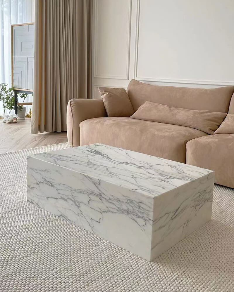 Fanstonefurniture | Natural Marble Rectangle Plinth Coffee Table ...
