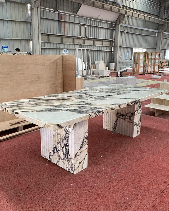 Fanstonefurniture | Natural Marble Calacatta Viola Rectangle Dining ...