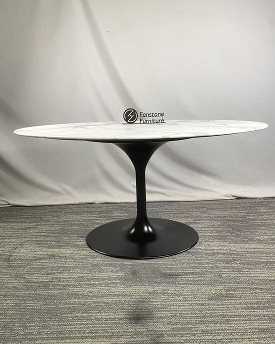 Arabescato Marble Tulip Oval Dining Table – FanstoneFurniture